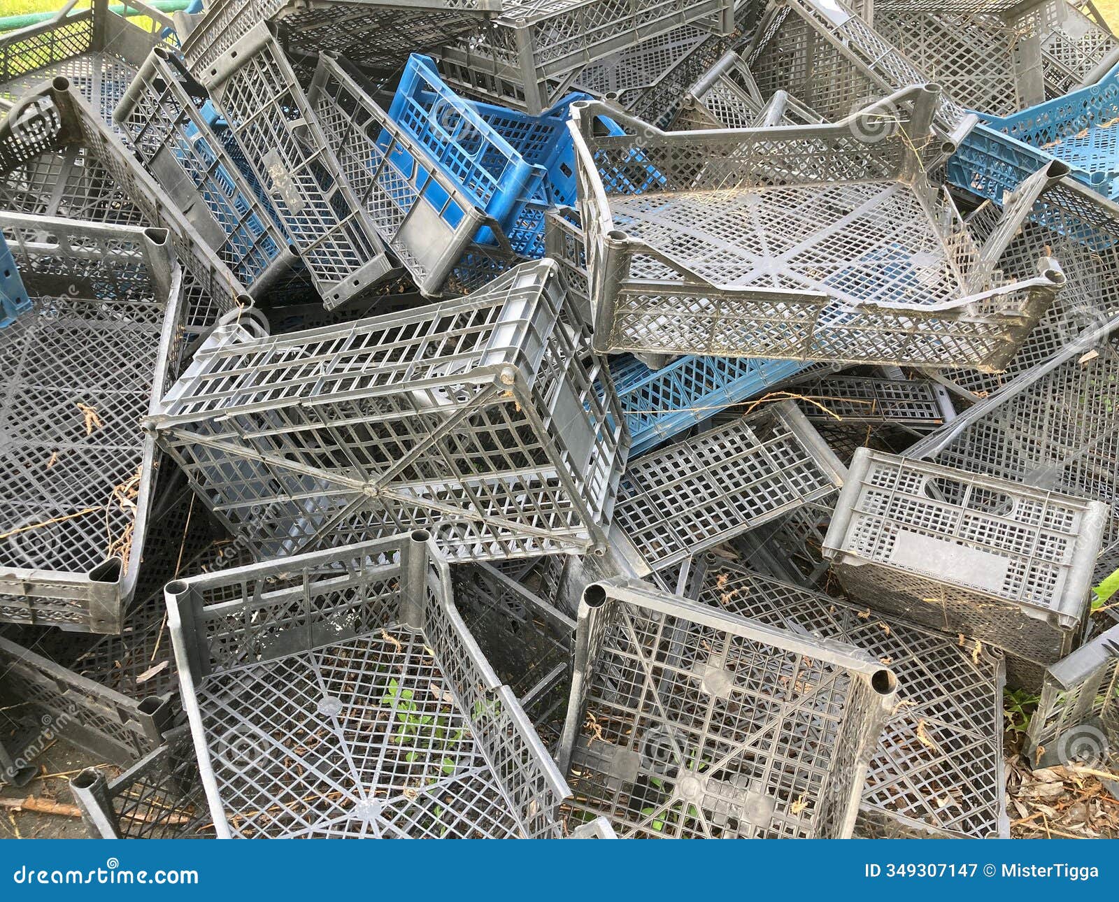 Image of a Disorganized Stack of Plastic Storageshopping Crates, Colors ...