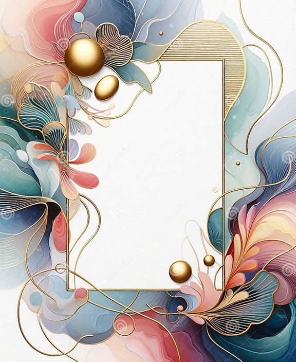 An Artistic Frame with a Combination of Abstract Elements and Floral ...