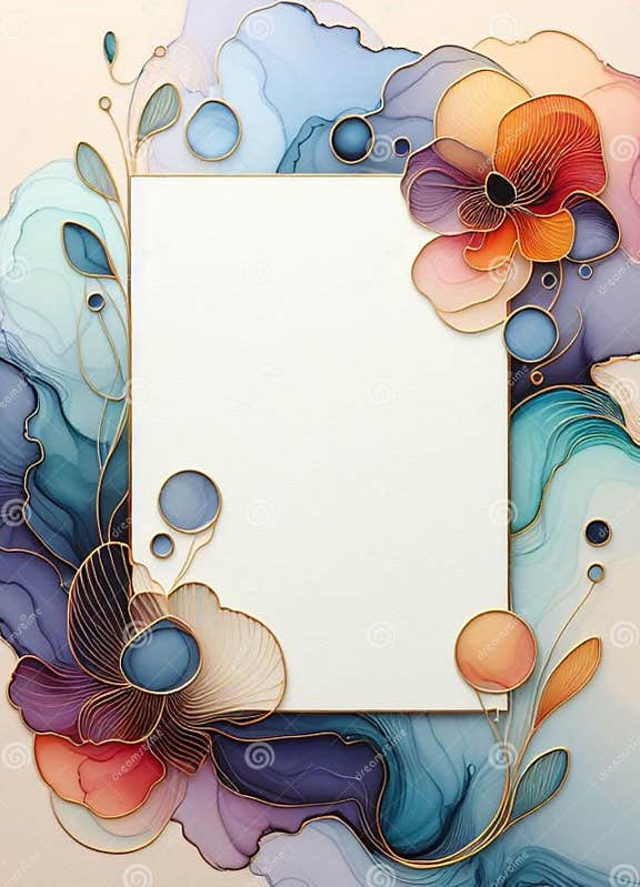 Elegant Floral and Abstract Art Frame Design Stock Illustration ...