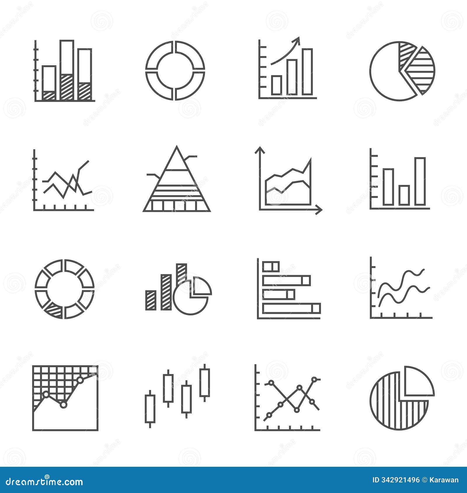 Charts and Graphs Set of Icon Business Vector Stock Illustration ...