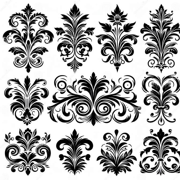 Elegant Black and White Vector Designs for Creative Embellishments ...