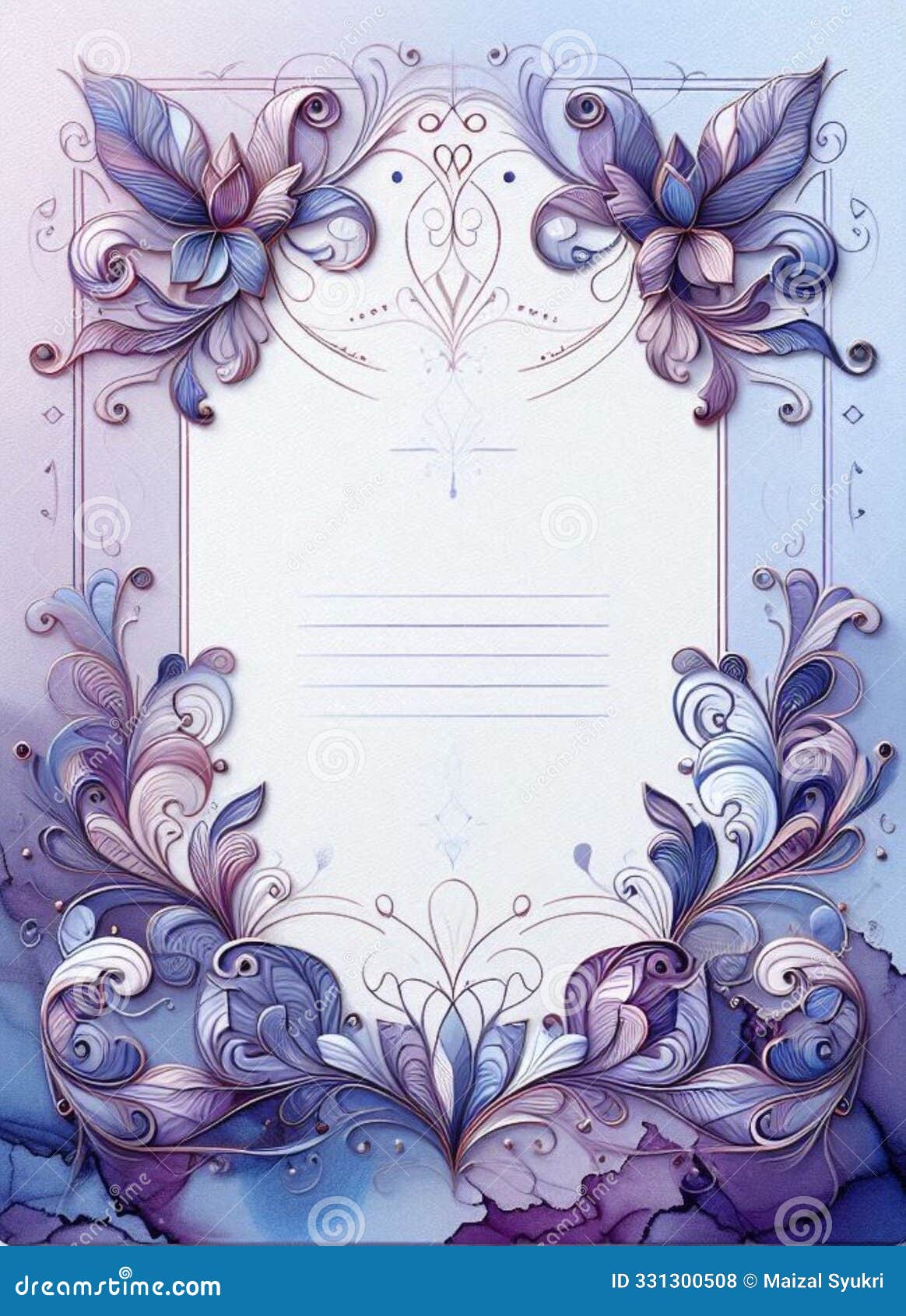 Elegant Floral Invitation Card Design with Lavender Accents Stock ...