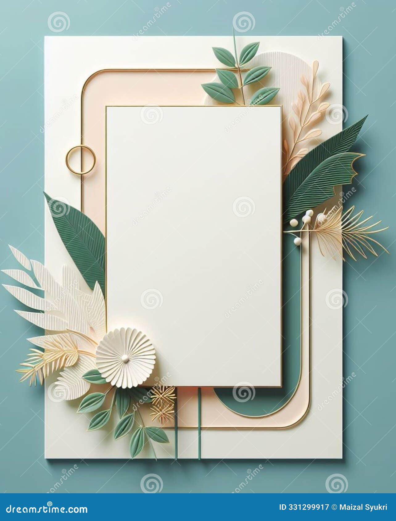 Elegant Tropical-Themed Invitation Template with Gold Accents Stock ...