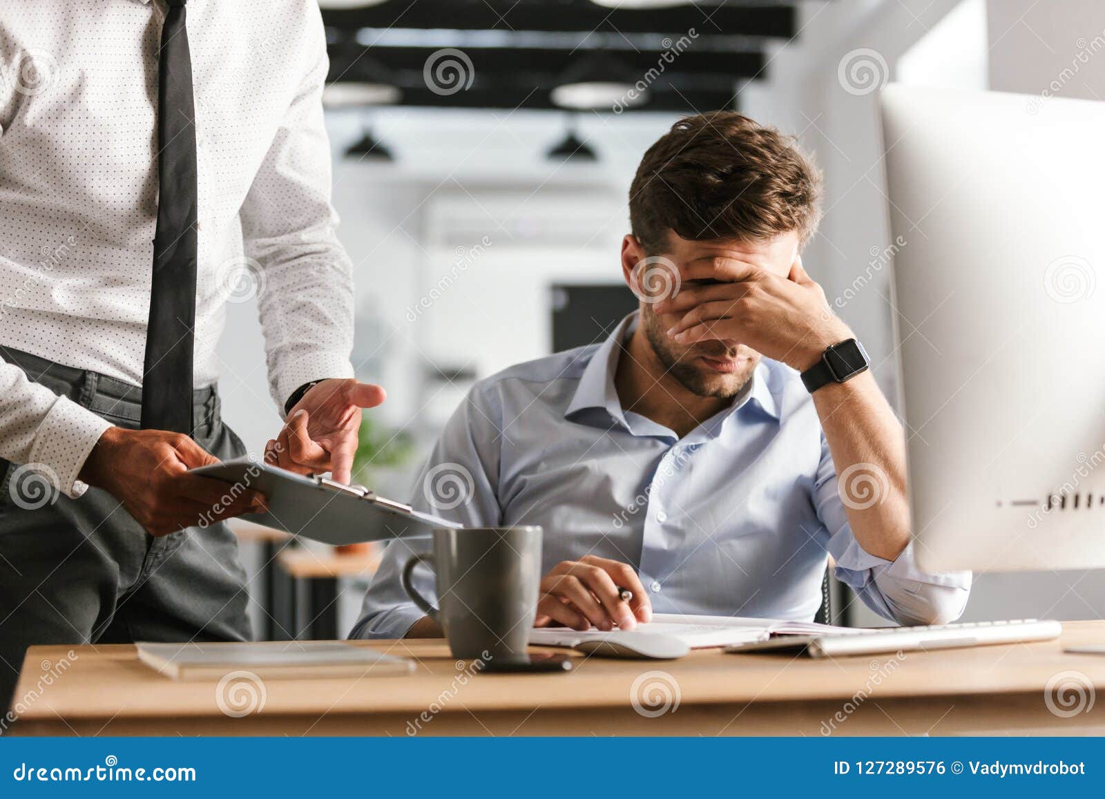 Image of Displeased Business Man Having Problems in Work Stock Photo ...