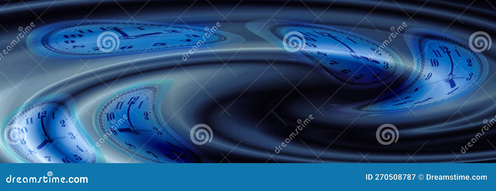 Image of Distorted Clock Faces Swirling in a Spiral Stock Illustration ...