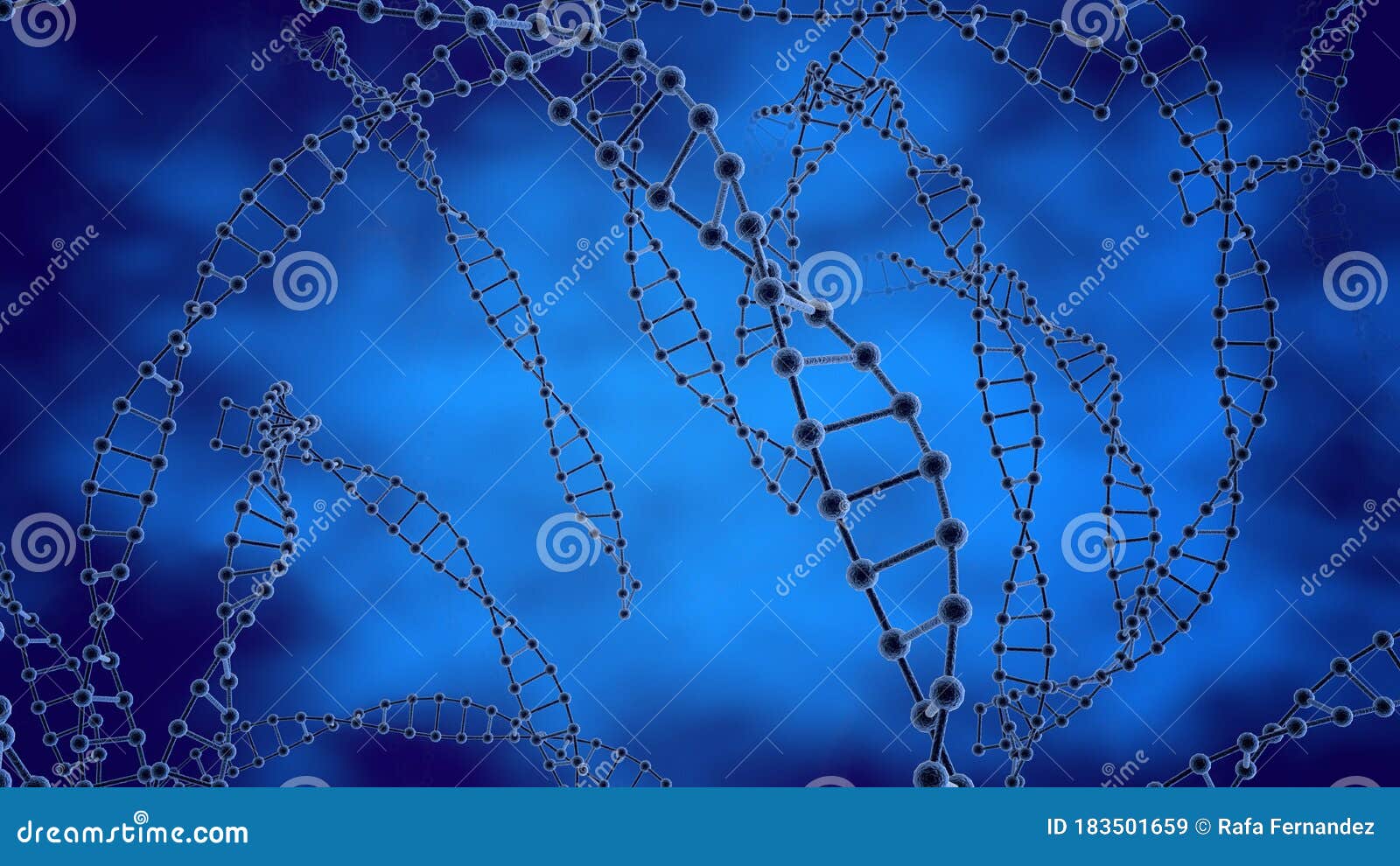Image of DNA Chain in Blue Background Stock Illustration - Illustration ...