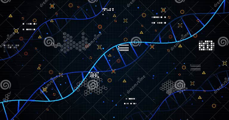 Image of Dna Network of Connections and Dna Strands on Black Background ...