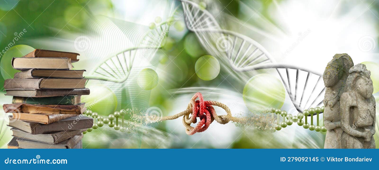 Image of a DNA Strand with a Break in the Middle, while instead of DNA ...