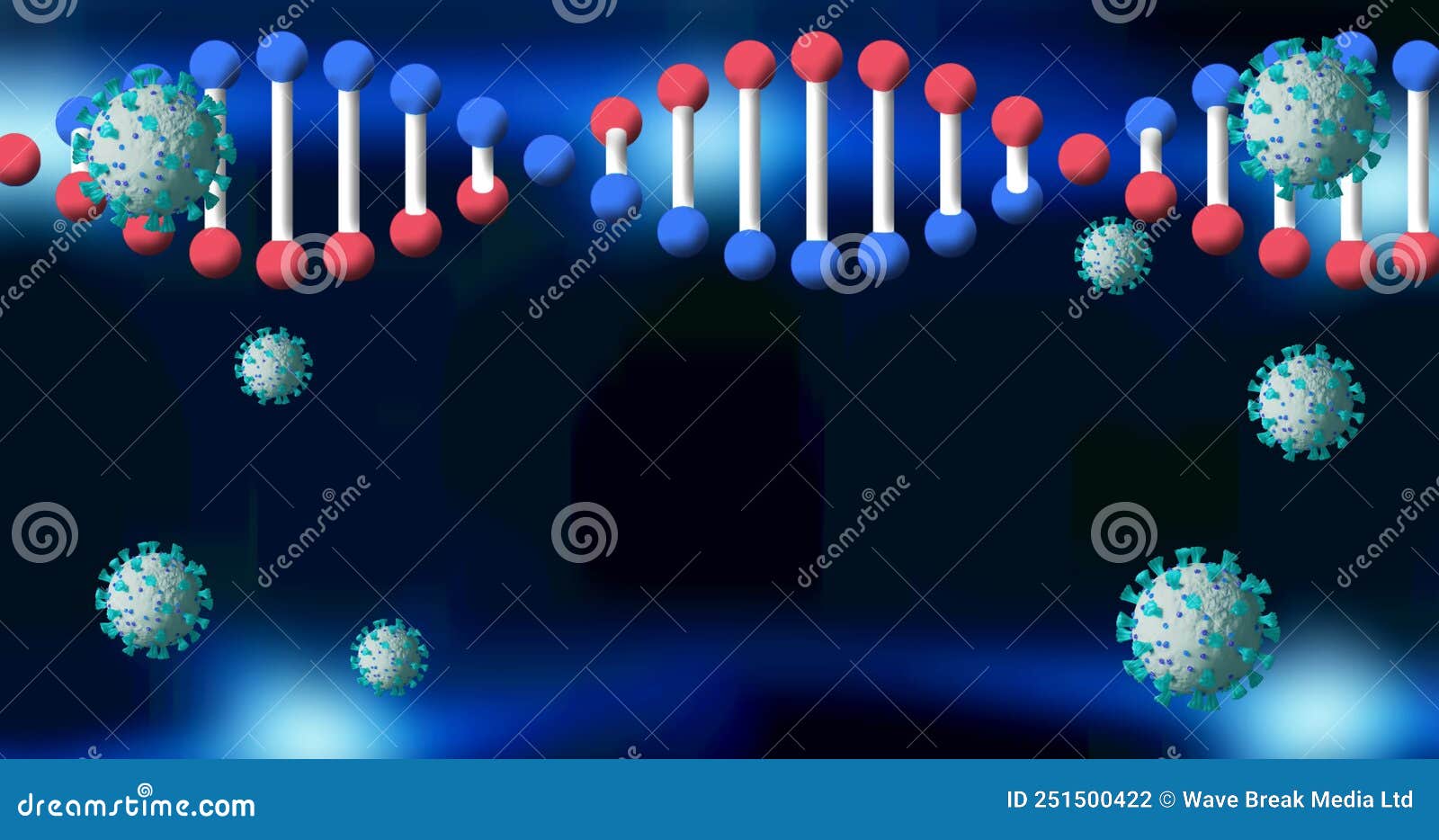 Image of Dna Strand and Falling Cells Over Dark Background Stock ...