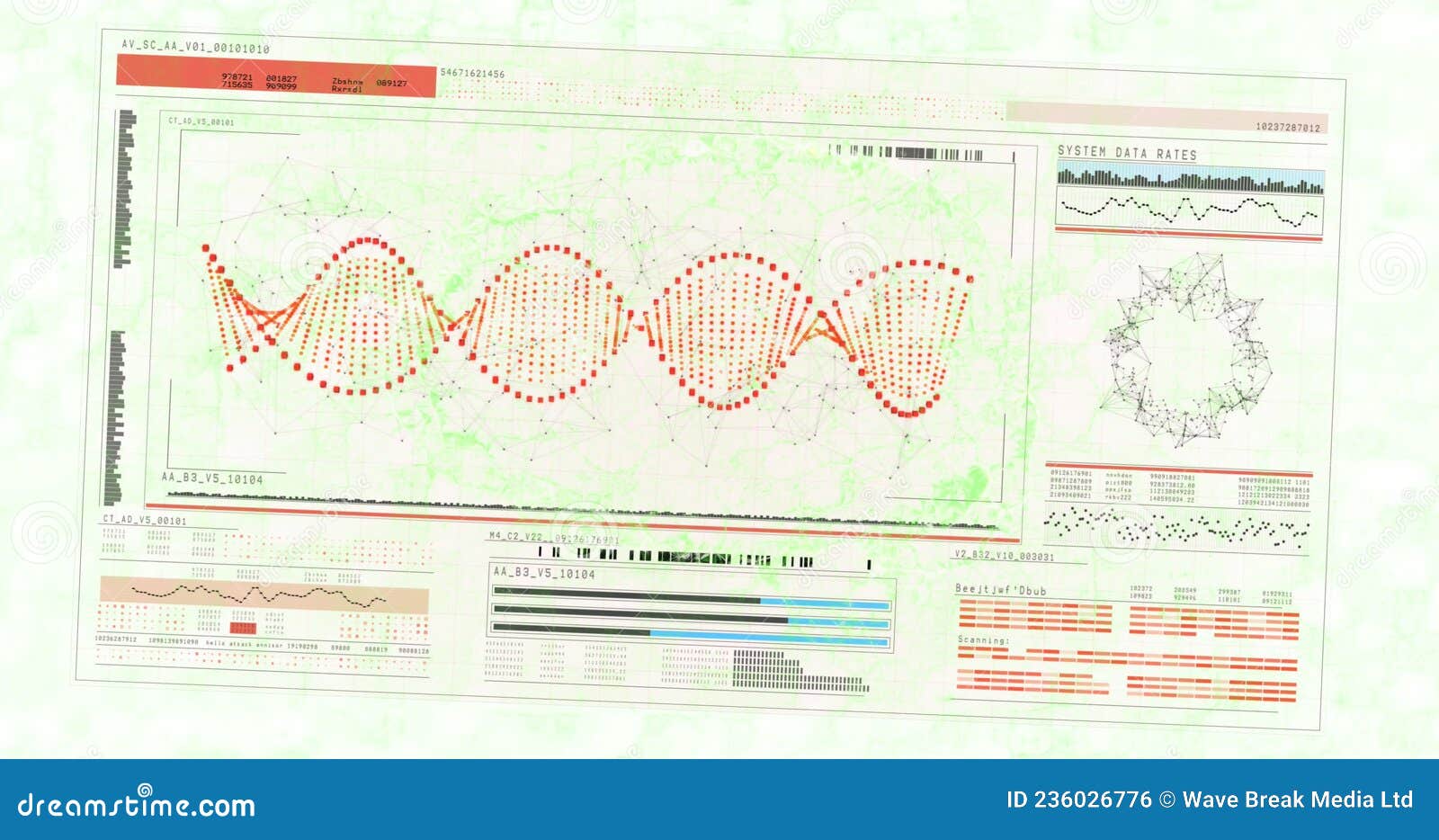 DNA Strand. Human Dna Structure Background. Rotating DNA Molecules In ...