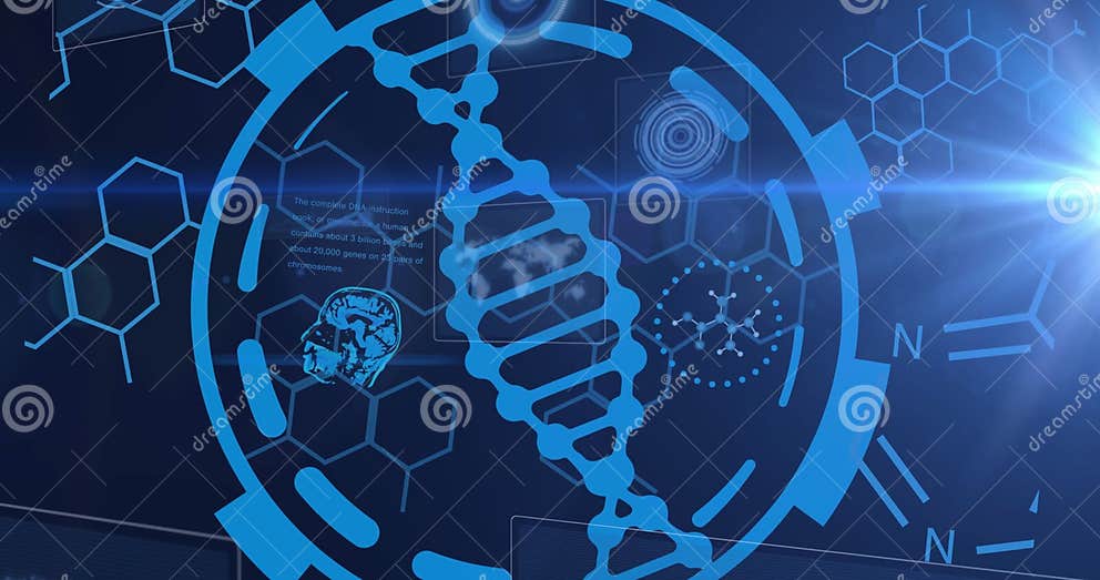 Image of Dna Strand Logo Over Data Processing Stock Illustration ...