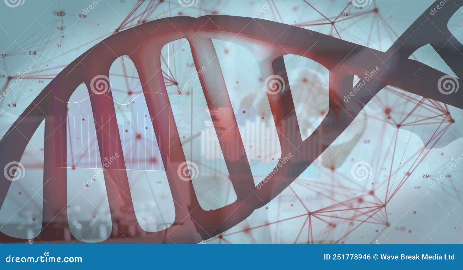 Image of Dna Strand and Network of Connections Over Caucasian Scientist ...