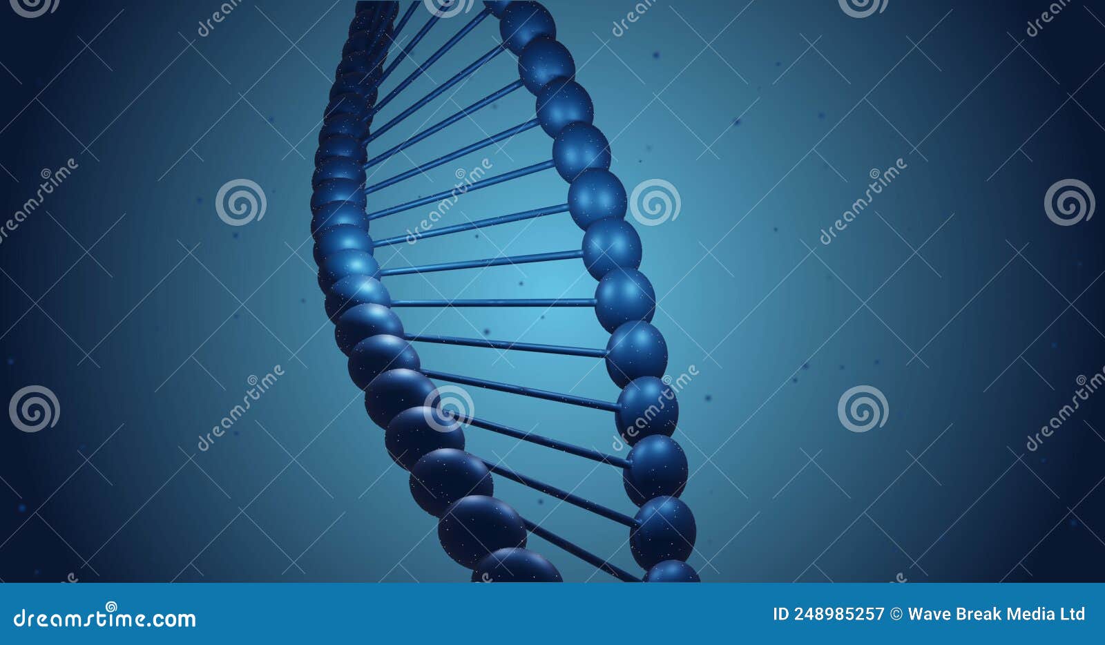 Image of Dna Strand Over Light Spots on Blue Background Stock ...