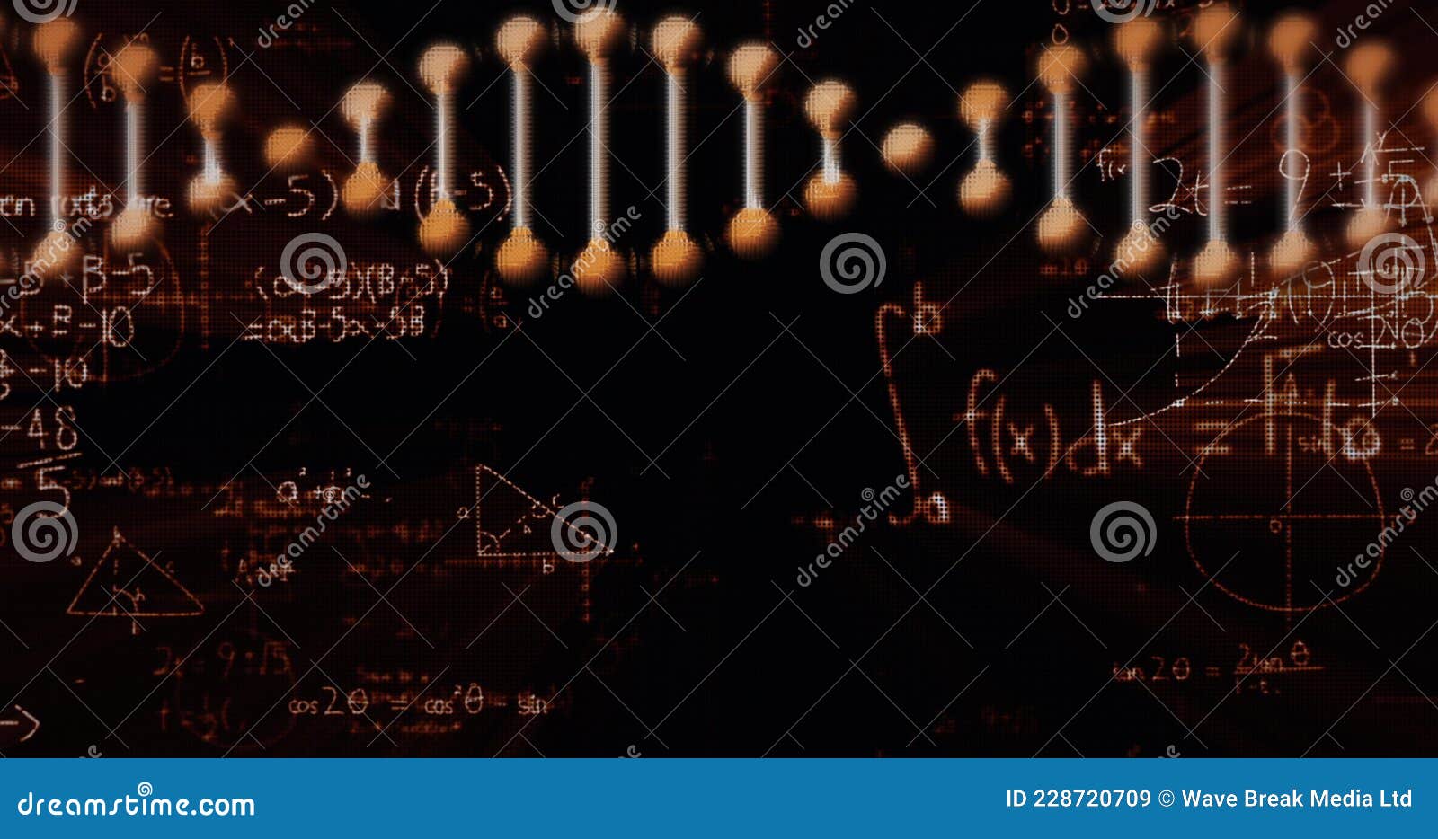 Image of DNA Strand Spinning with Formulae and Information on Black ...