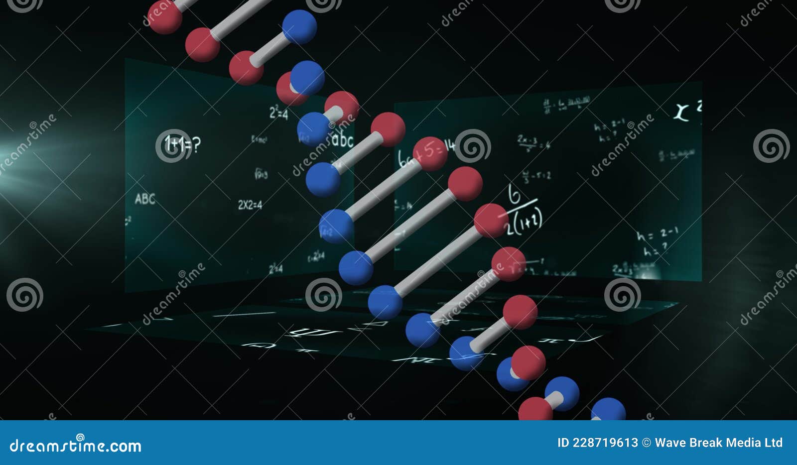 Image of Dna Strand Spinning Over Equations on Screens Stock ...