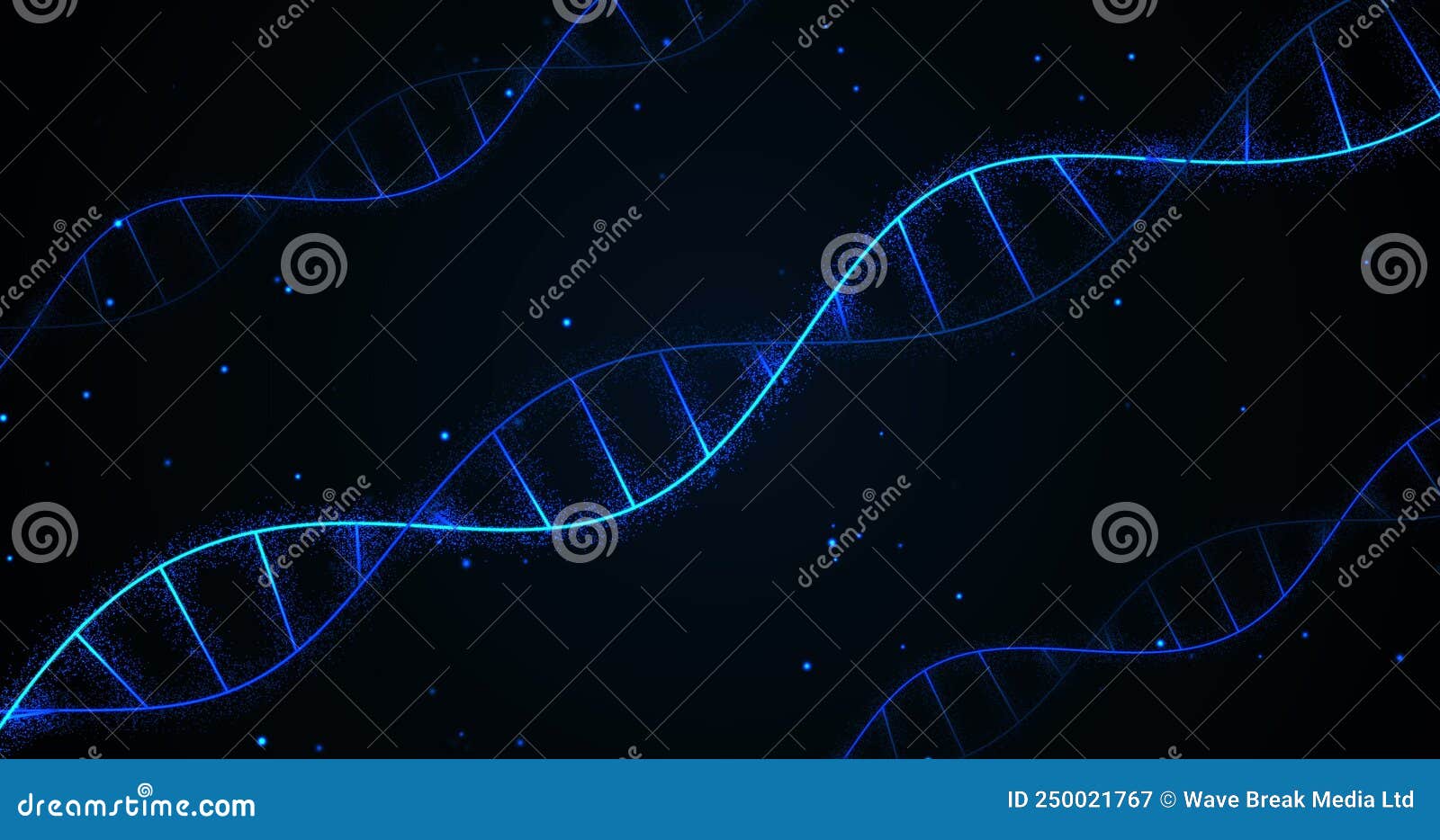 Image of Dna Strands on Black Background Stock Illustration ...