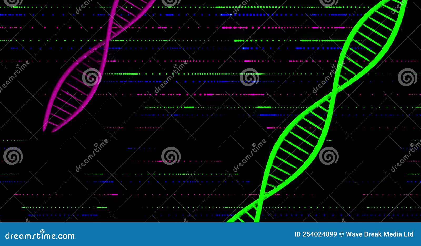 Image of Dna Strands Over Black Background Stock Illustration ...