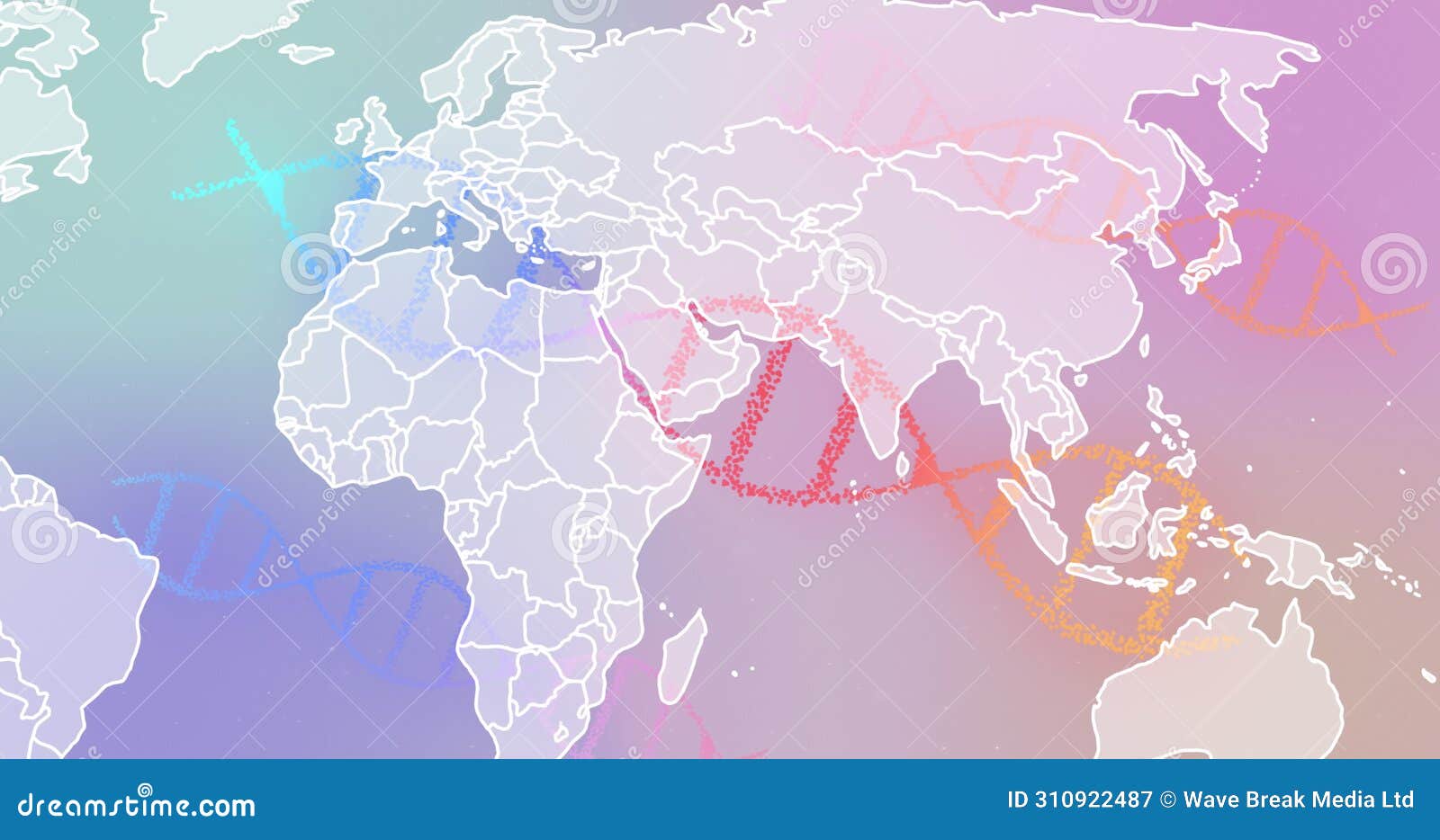 Image of Dna Strands Spinning Over World Map Stock Illustration ...