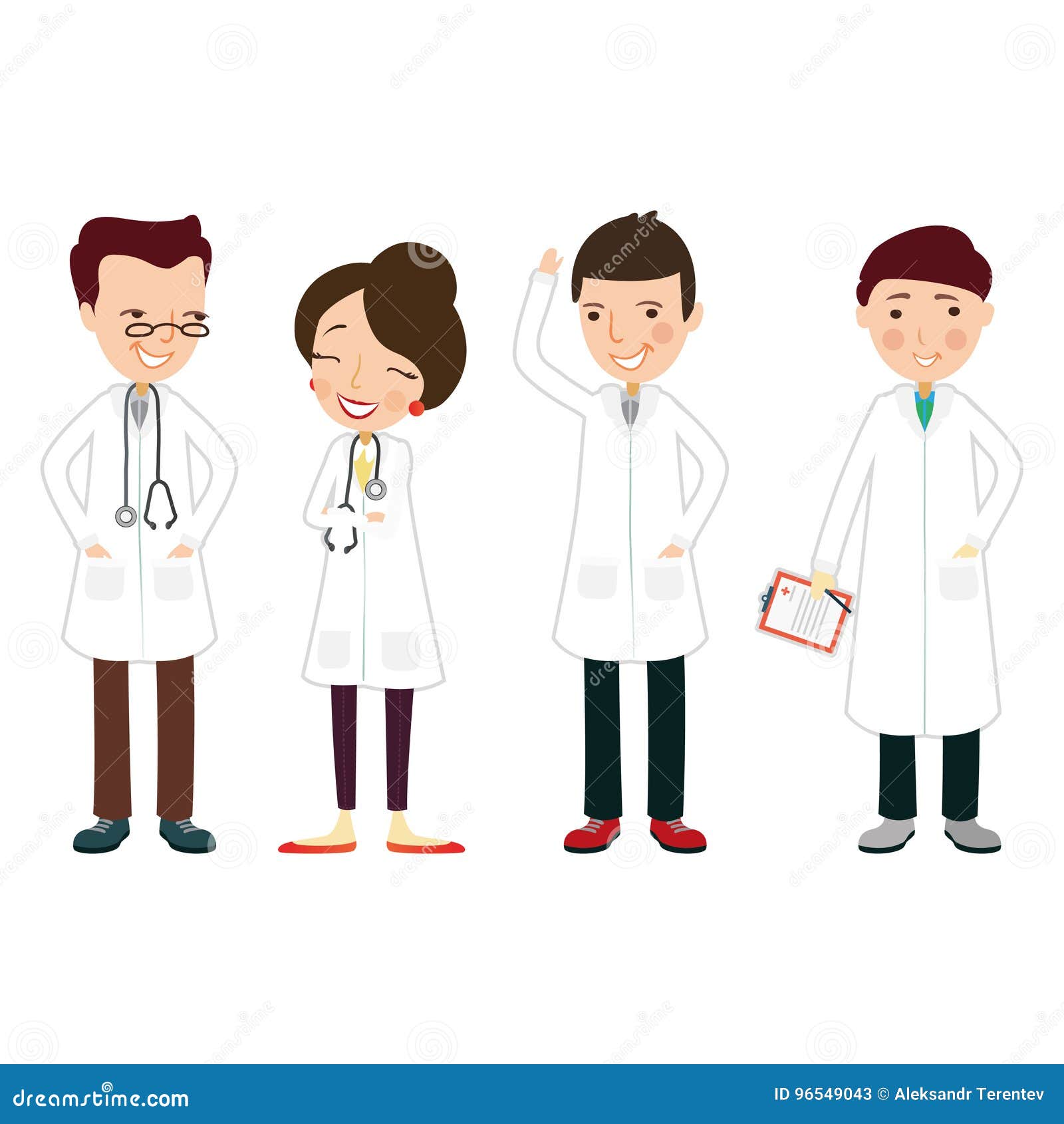 The Image with 4 Doctors in White Coats. Stock Vector - Illustration of ...