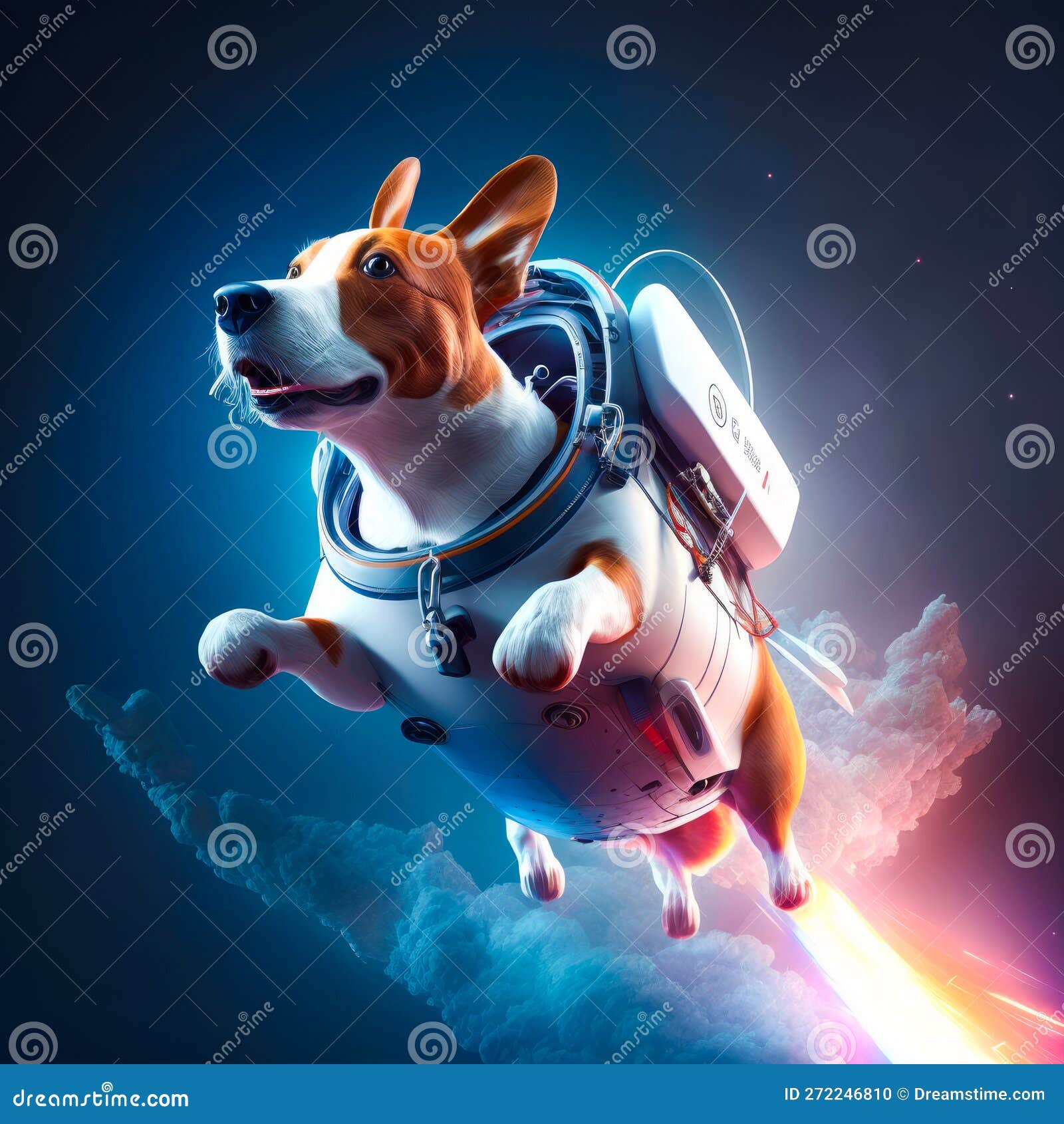 An Image of Dog Flying in Space. Generative AI Stock Illustration ...