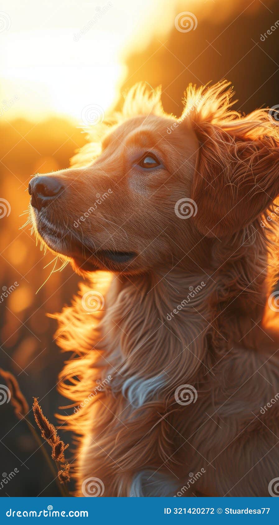 Golden Retriever Dog in Sunset Light Stock Photo - Image of canine ...
