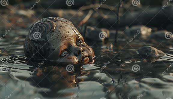 Image of a Doll Drowning in Water Stock Illustration - Illustration of ...