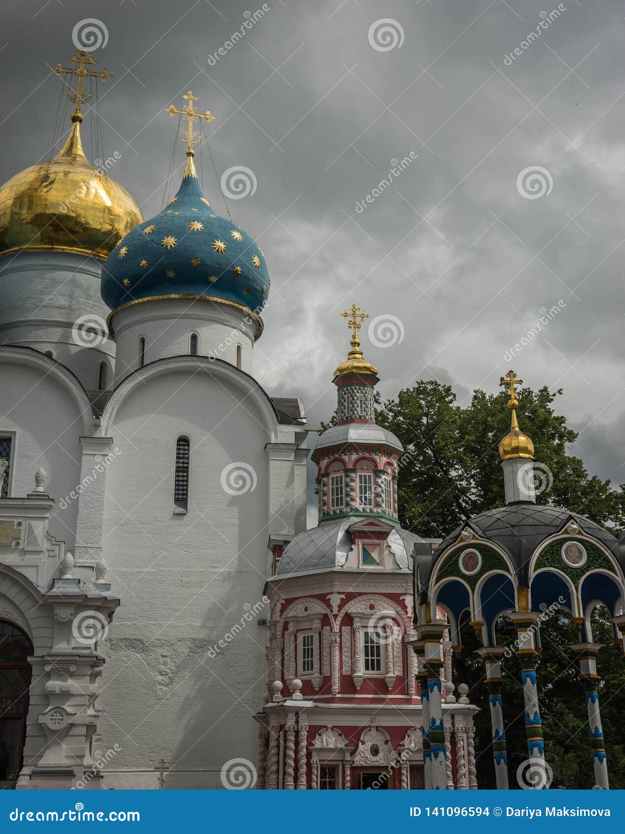 Domes of Churches in Trinity Lavra of St. Sergius Monastery in Sergiyev ...