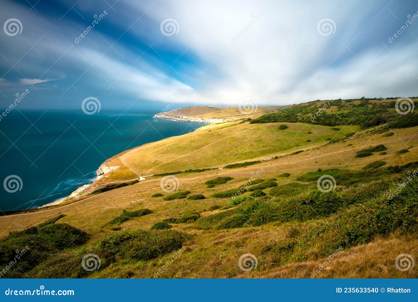 Dancing Ledge Coast Path stock photo. Image of horizontal - 235633540