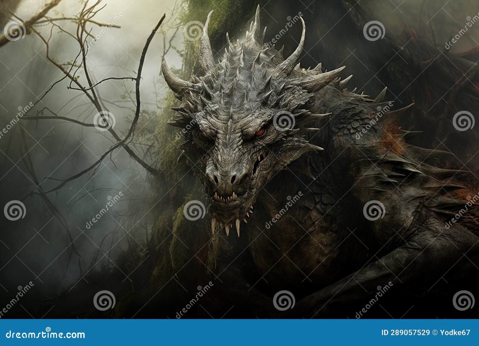 Image of a Dragon in the Forest with a Scary Atmosphere, Mythical ...