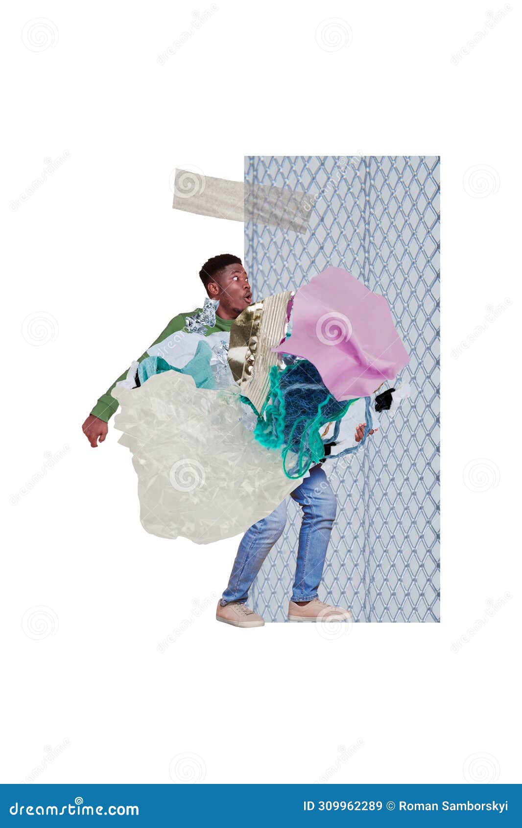 Image Drawing Picture of Guy Full with Trash Ecological Nature Problem ...