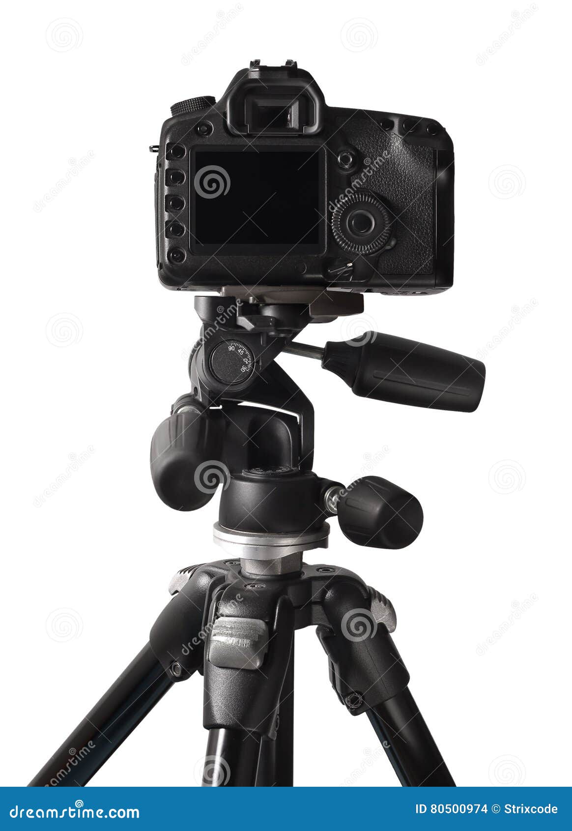 Image of DSLR Camera on Tripod Isolated Over White Background Stock ...