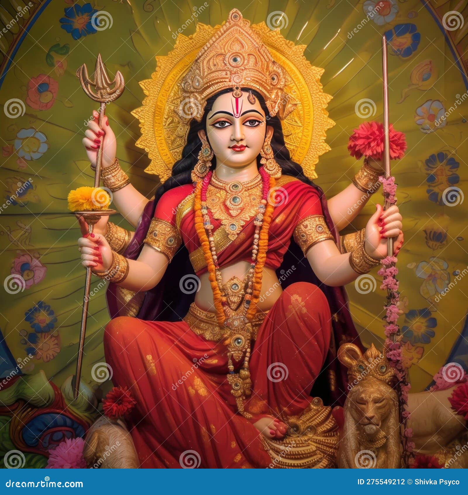 Image of Durga Hindu Goddess Generative AI Stock Illustration ... Image of Durga Hindu Goddess Generative AI Stock Illustration ...