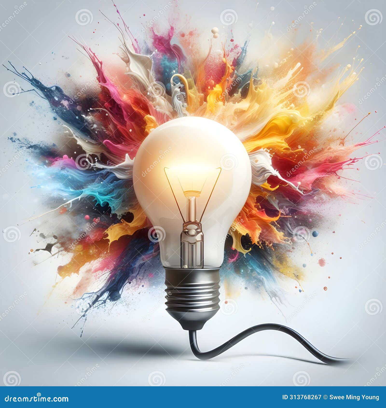 Image of a Dynamic Light Bulb with Paint Burst Symbolizing Innovation ...