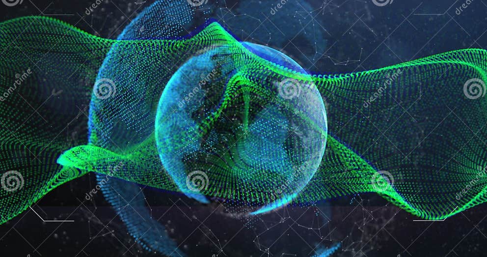Image of Dynamic Waves, Loading Bars, Computer Language and Globe Over ...
