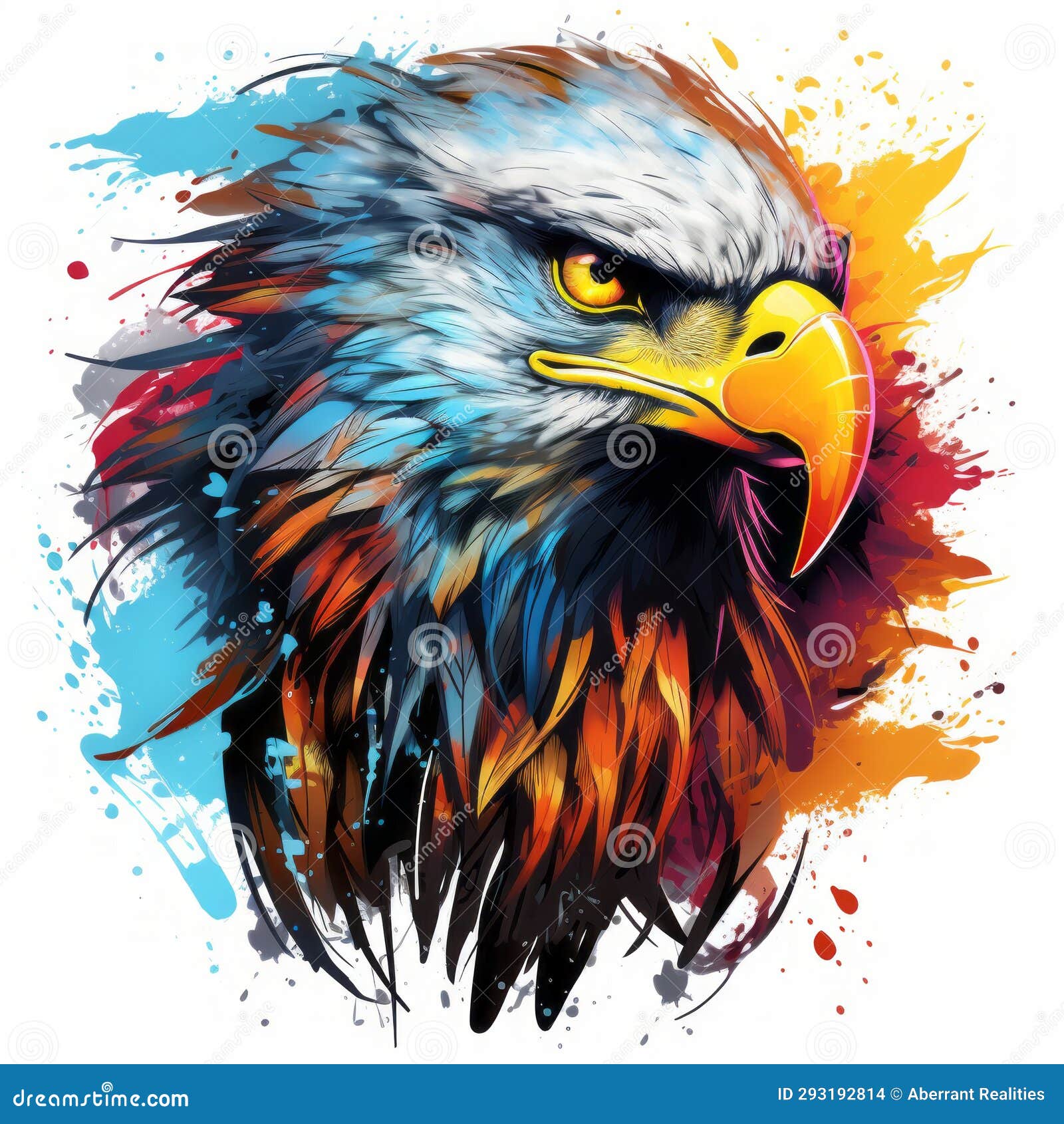 An Image of an Eagle with Colorful Paint Splatters Stock Illustration ...