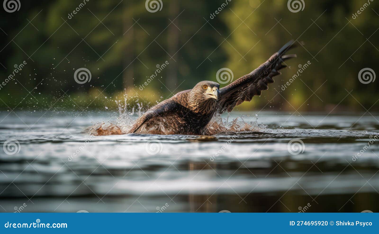 Image of an Eagle with a Fierce Expression Come Outside the Water ...