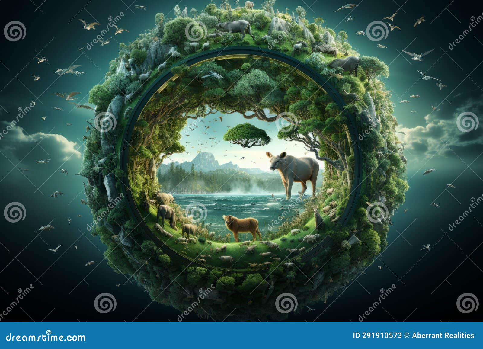 An Image of an Earth with Animals in it Stock Illustration ...