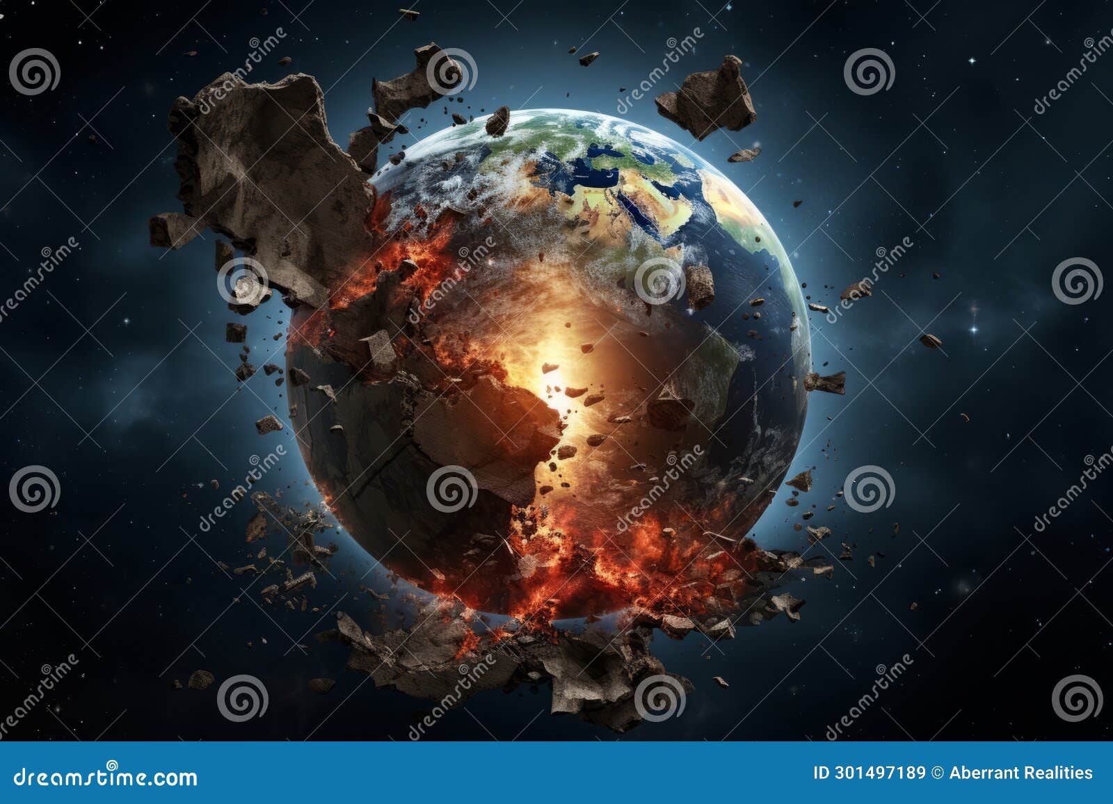 An Image of the Earth Being Destroyed by an Asteroid Stock Image ...