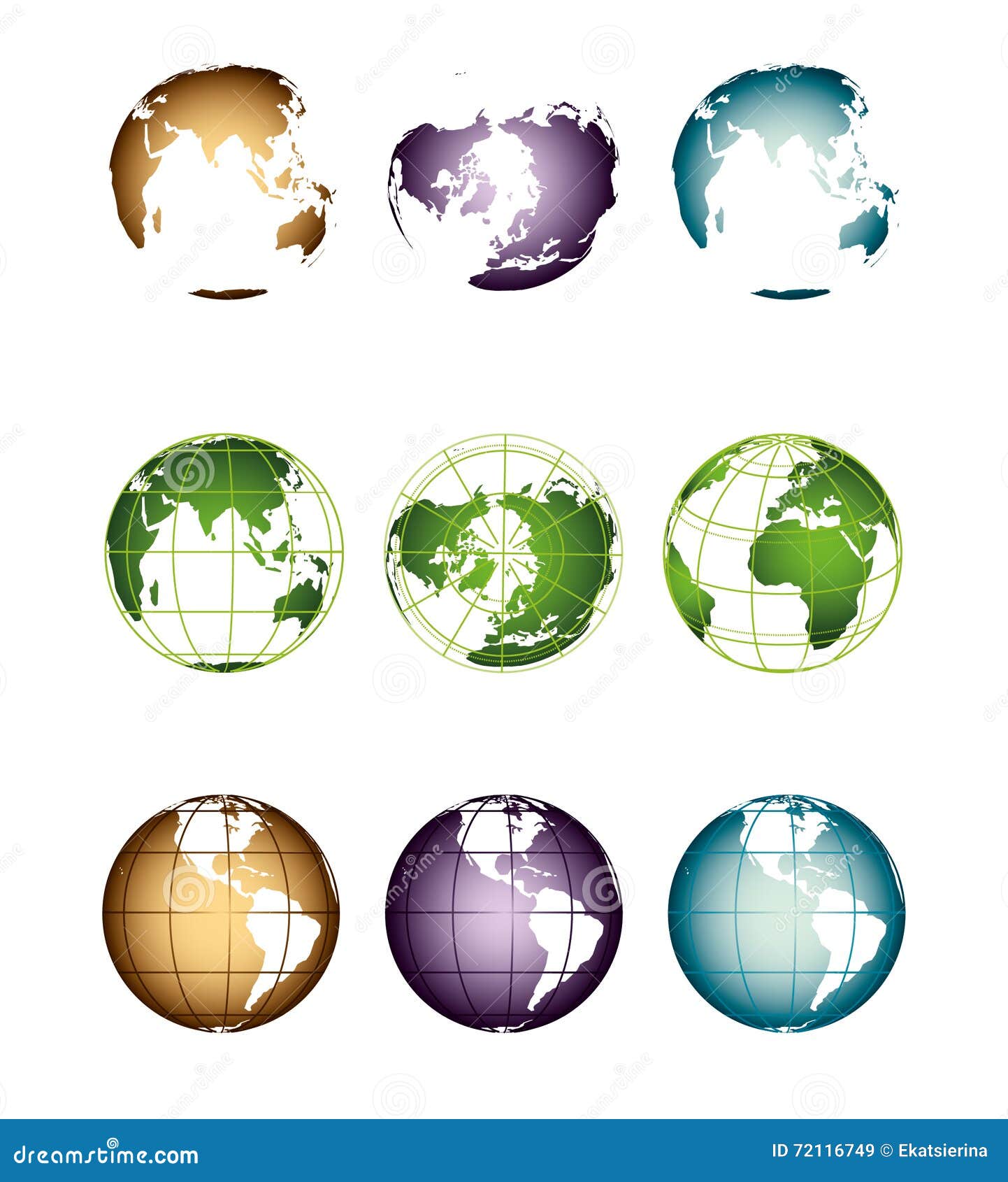 Image of the Earth from Different Sides Stock Vector - Illustration of ...