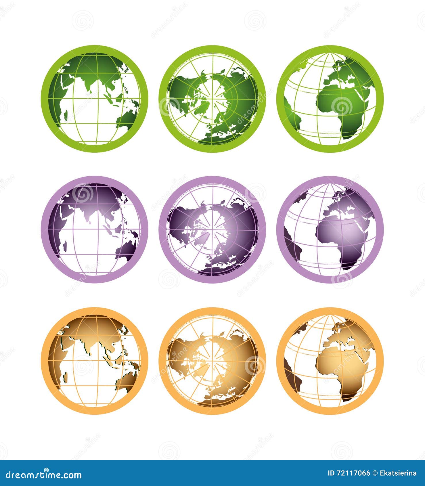 Image of the Earth from Different Sides Stock Vector - Illustration of ...