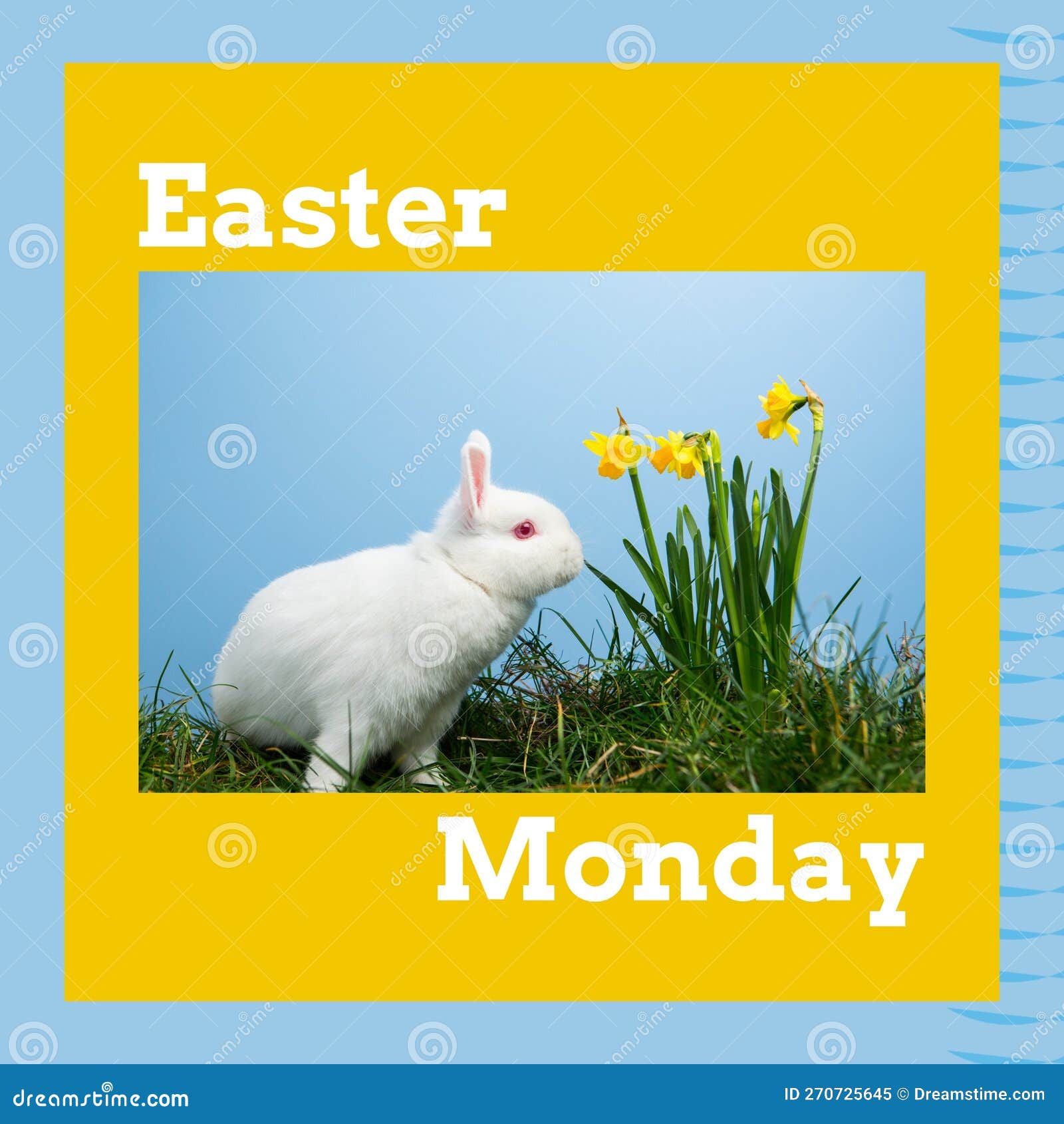 Image of Easter Monday Text Over Rabbit on Grass on Blue Background ...