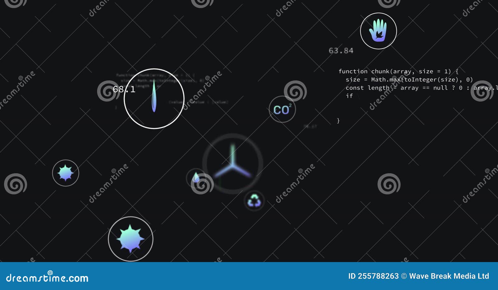 Image of Ecology Icons Over Light Trails Stock Illustration ...