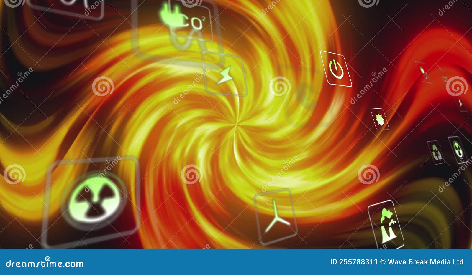 Image of Ecology Icons Over Light Trails Stock Illustration ...