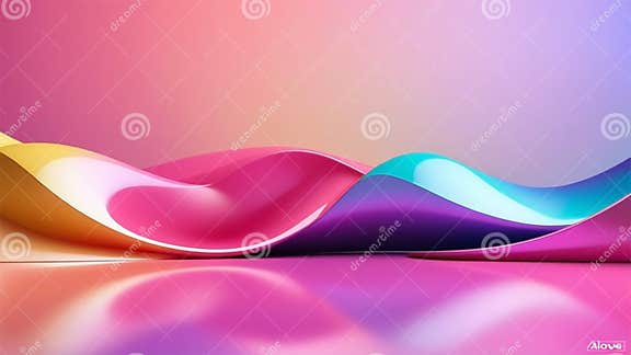 Pastel Harmony: Gradient Background with Diverse Shapes Stock ...