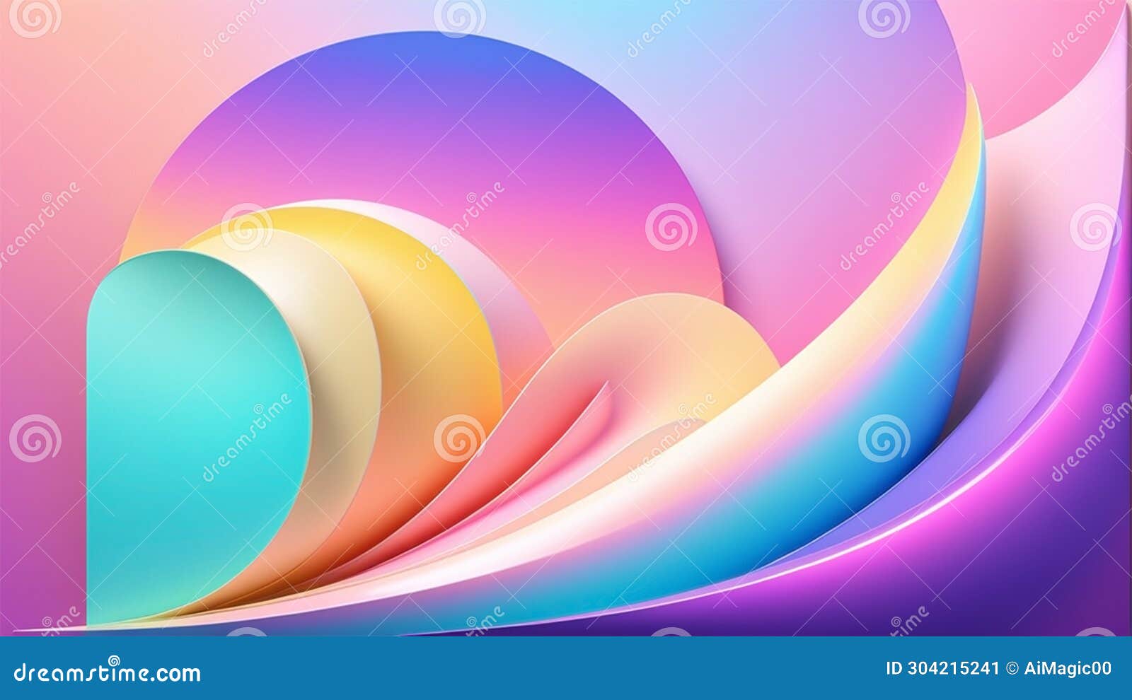 Pastel Harmony: Gradient Background with Diverse Shapes Stock ...