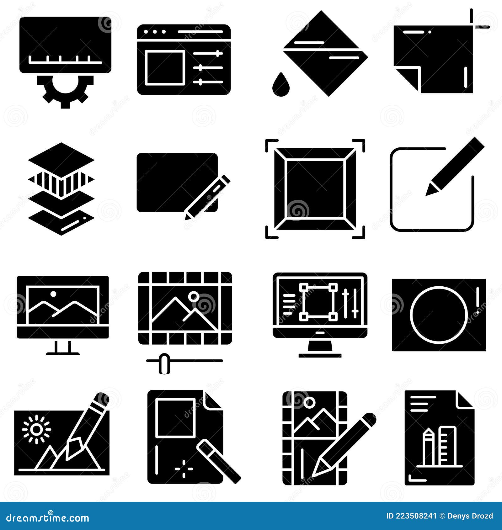 Image Editing Icon Vector Set. Online Editor Illustration Sign ...