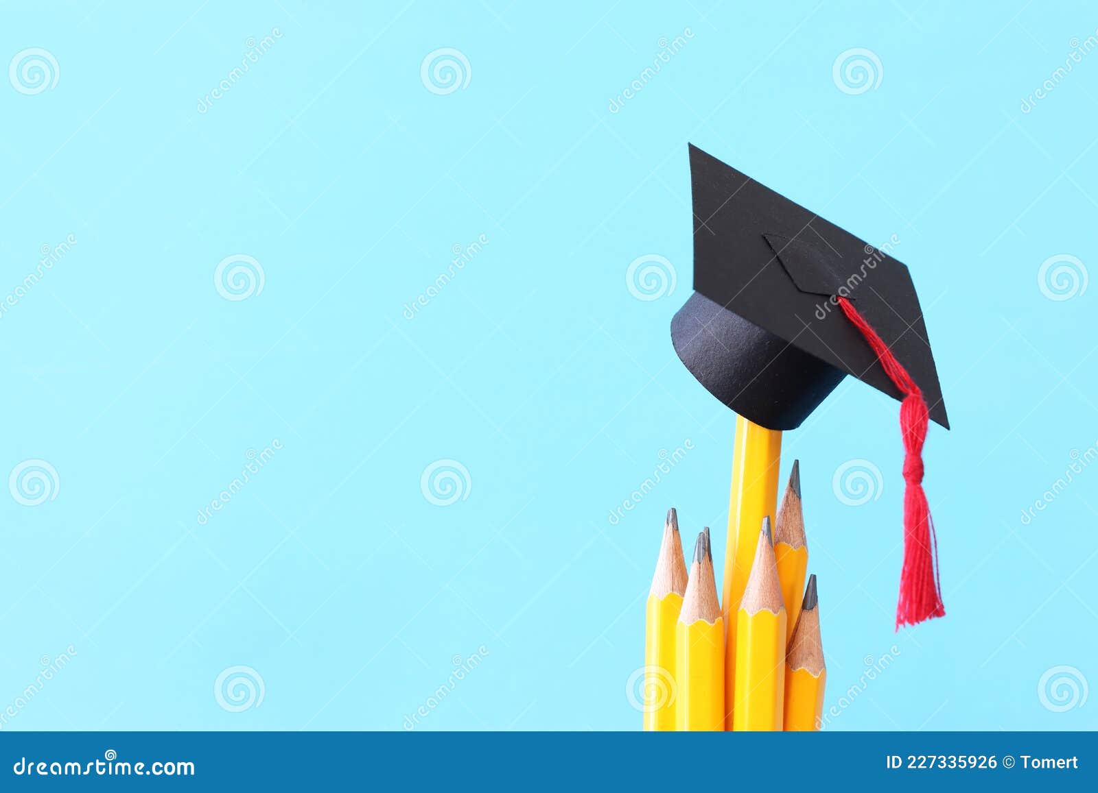 Image of Education Concept. Traditional Graduation Hat Over Pencils ...