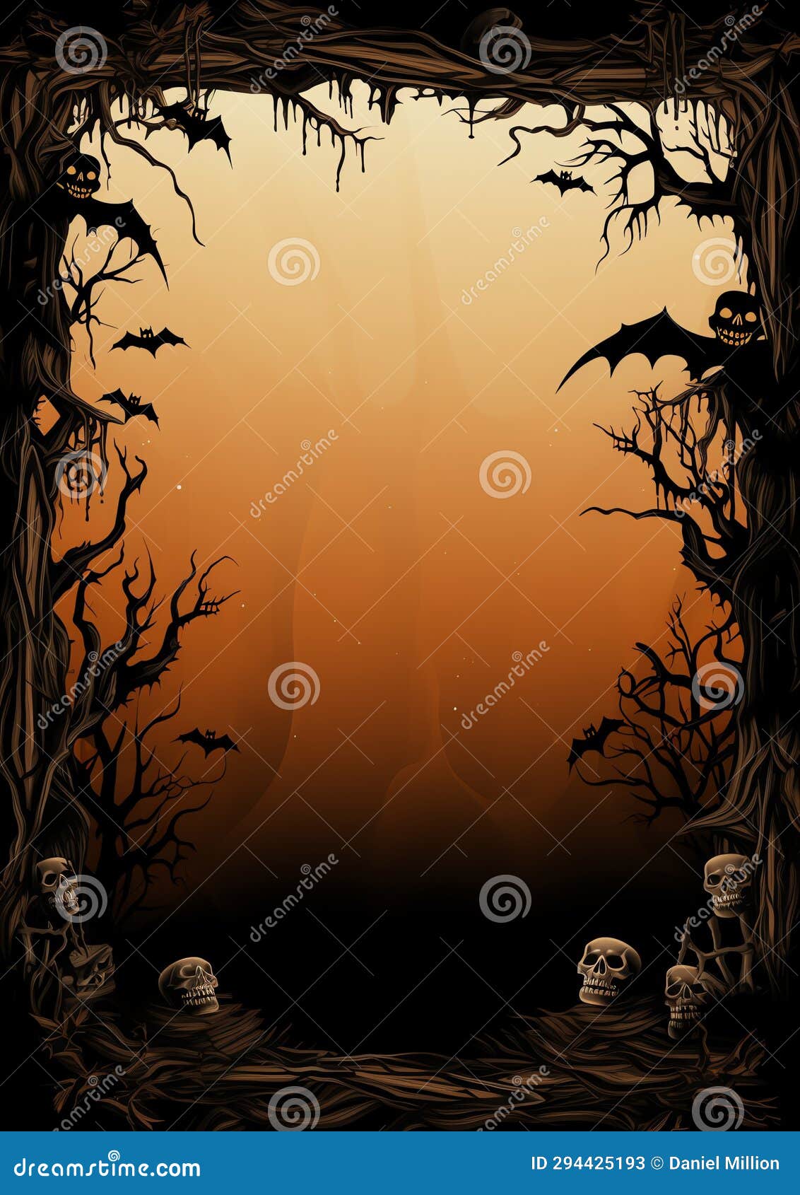 Eerie Halloween Frame Border Stock Illustration - Illustration of hunt ...