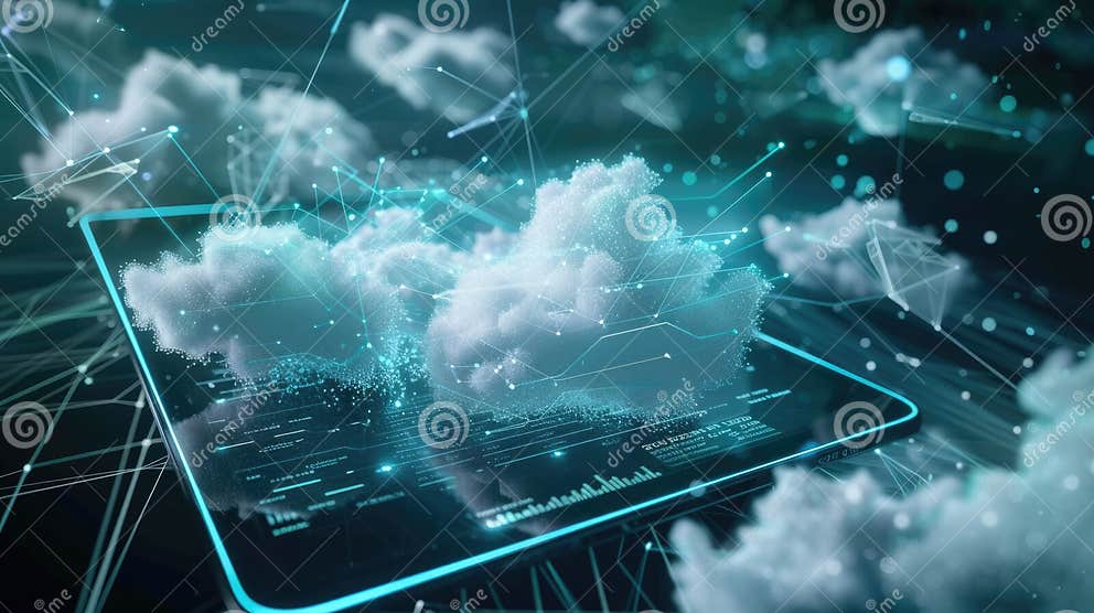 Electrical Circuit and Fluffy Cloud Represent Cloud Server Connection ...