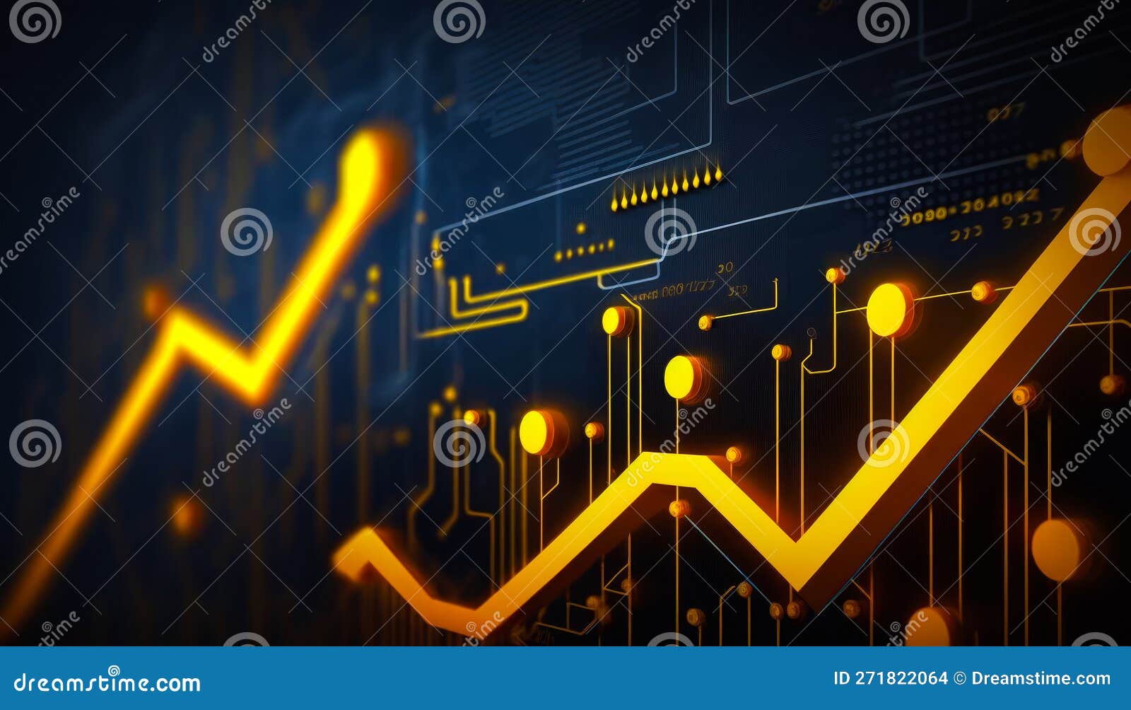 An Image of an Electronic Circuit Board with Rising Graph. Generative ...